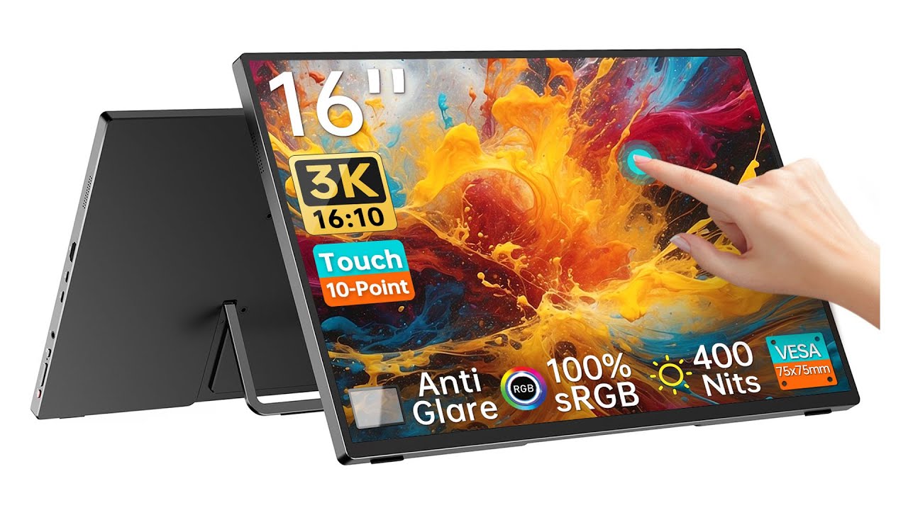 Intehill 16inch 3K 16:10 High-end Touchscreen Monitor with Anti-glare ...