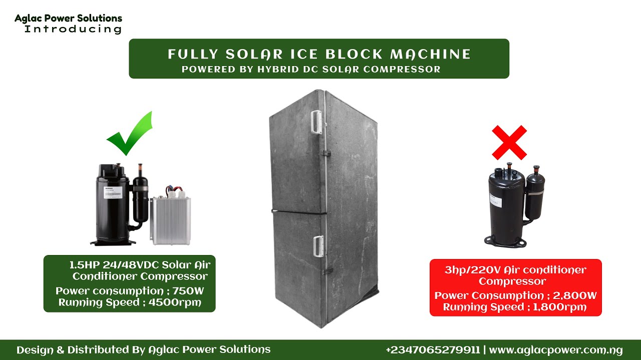 Fully Solar Powered Ice Block Machine With 24/48VDC Hybrid Air ...