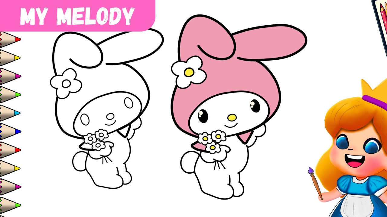 How to draw My Melody 🎀 | Easy and cute Sanrio drawing for kids | Step ...