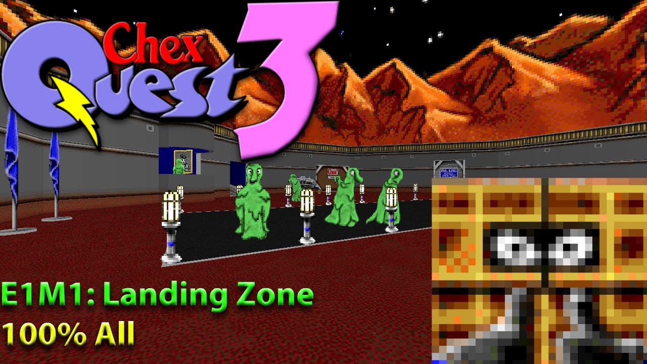 Chex Quest 3 (ZDoom) Walkthrough - E1M1: Landing Zone [100% All] - YouTube