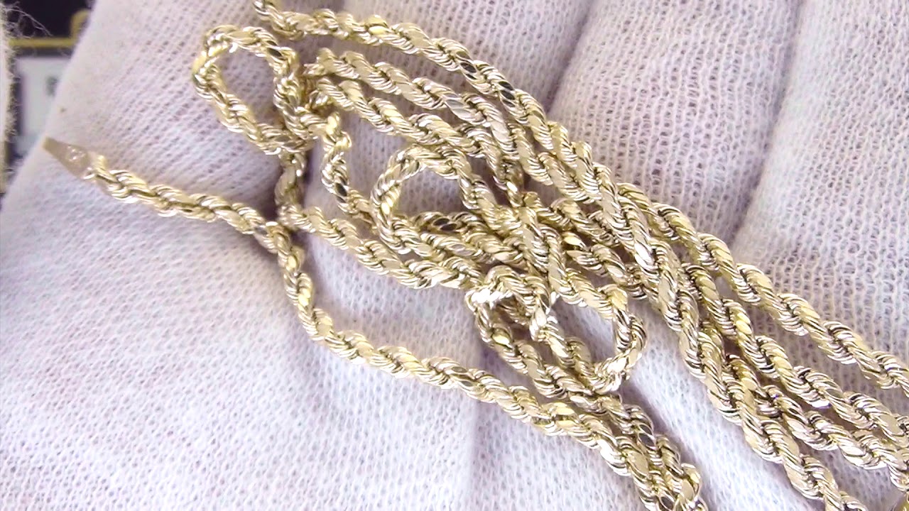 10K Yellow Gold French Rope Chain 3.5MM - YouTube