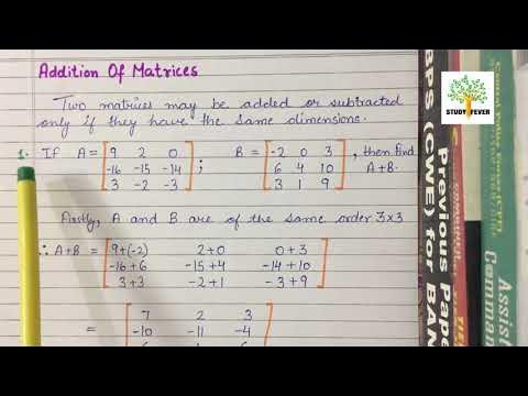 Addition and Subtraction Of Matrices In Hindi | Study Fever - YouTube