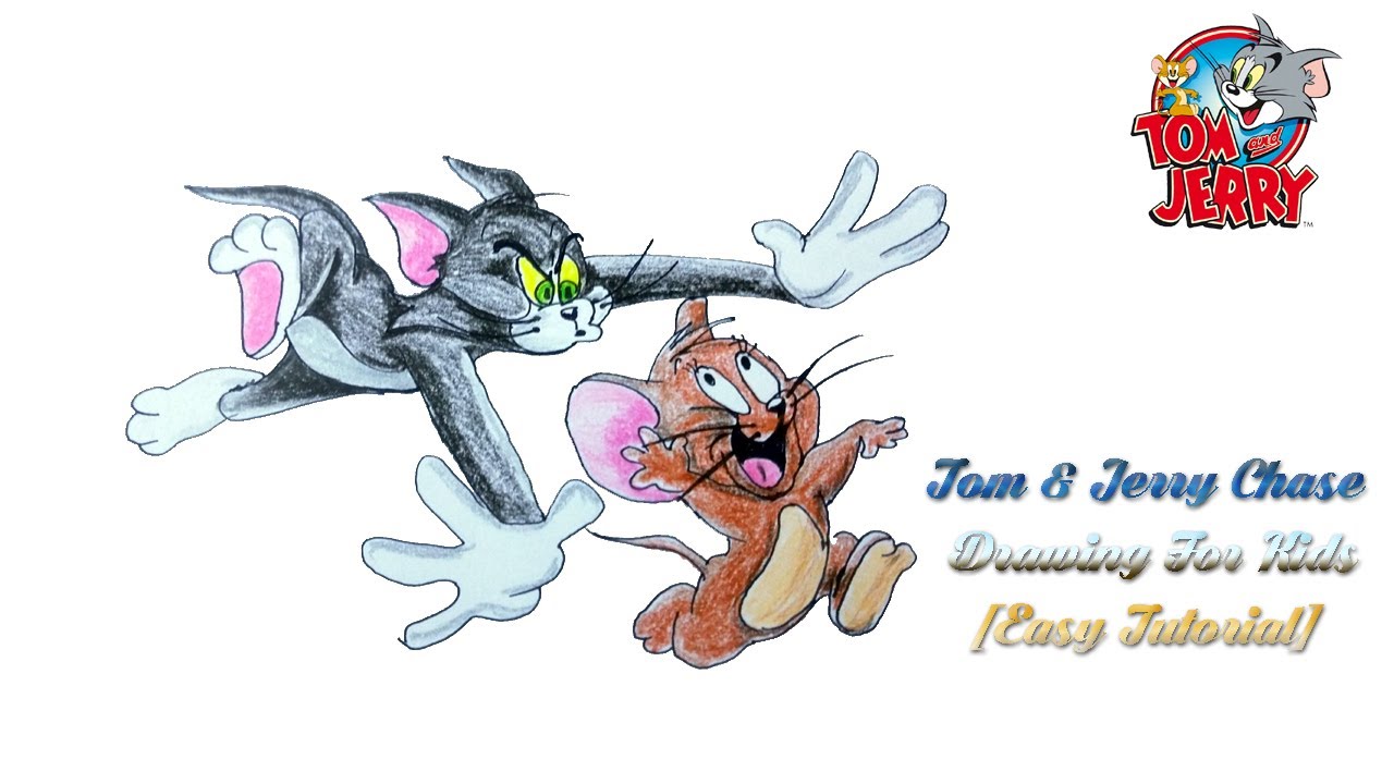 Tom & Jerry Chase Drawing For Kids | Easy Tutorial - YouTube