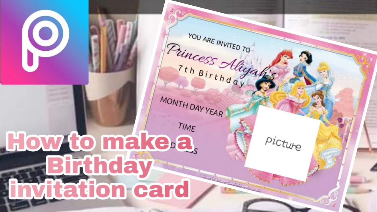 How to make a birthday invitation card | Picsart - YouTube