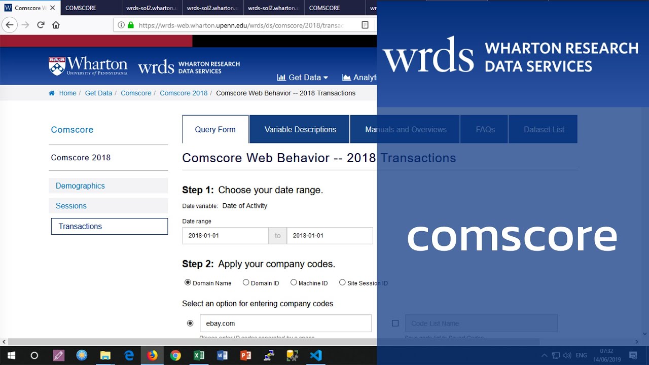 WRDS: การดึงข้อมูลจาก comscore (web behavior) ผ่านทาง Query Form ...