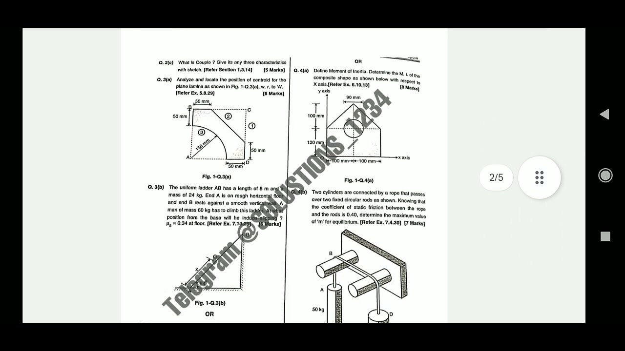 Engineering Machanics previous years question paper for insem exam sppu ...