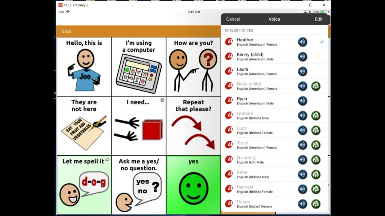 TouchChat HD Changing the Voice - YouTube
