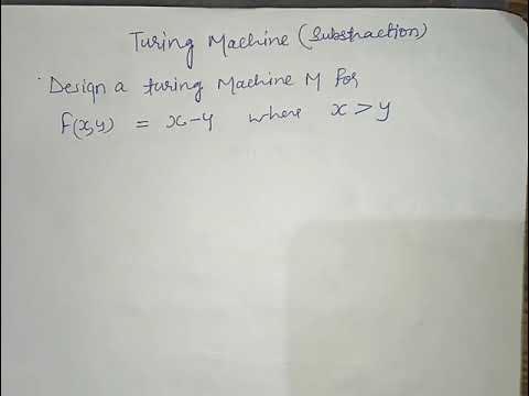 Turing machine ( subtraction) - YouTube
