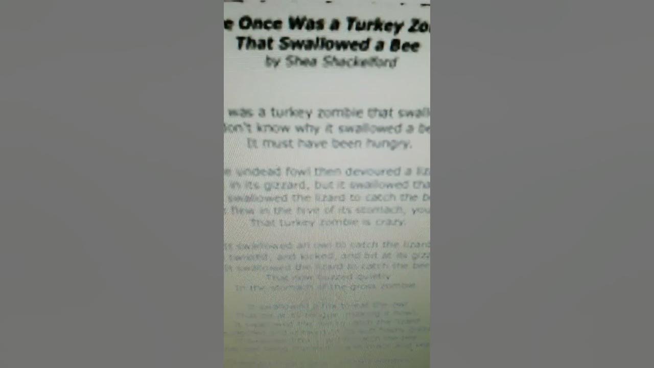 There was a zombie turkey who swallowed a bee! - YouTube