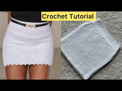 Crochet Ribbed Mini Skirt Tutorial / 1 Row Repeat