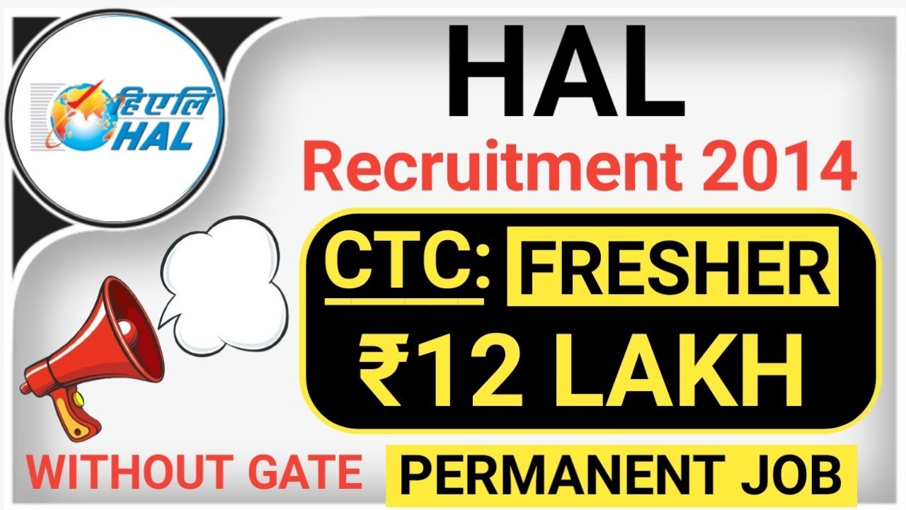 HAL PSU Recruitment 2024 | WITHOUT GATE| Freshers| CTC ₹12 LPA ...