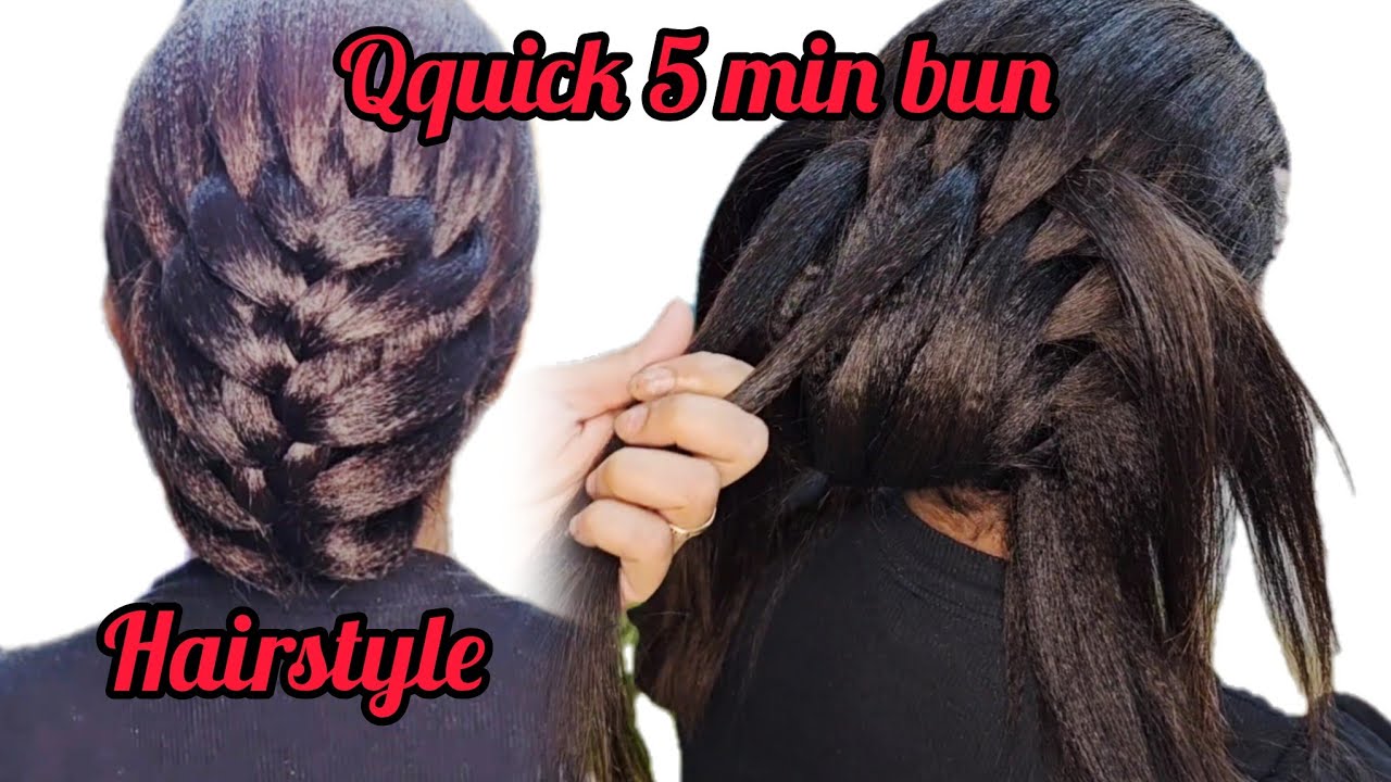 5 Min Easy Hair Bun Tutorial for Beginners | Step by step Hairstyle ...