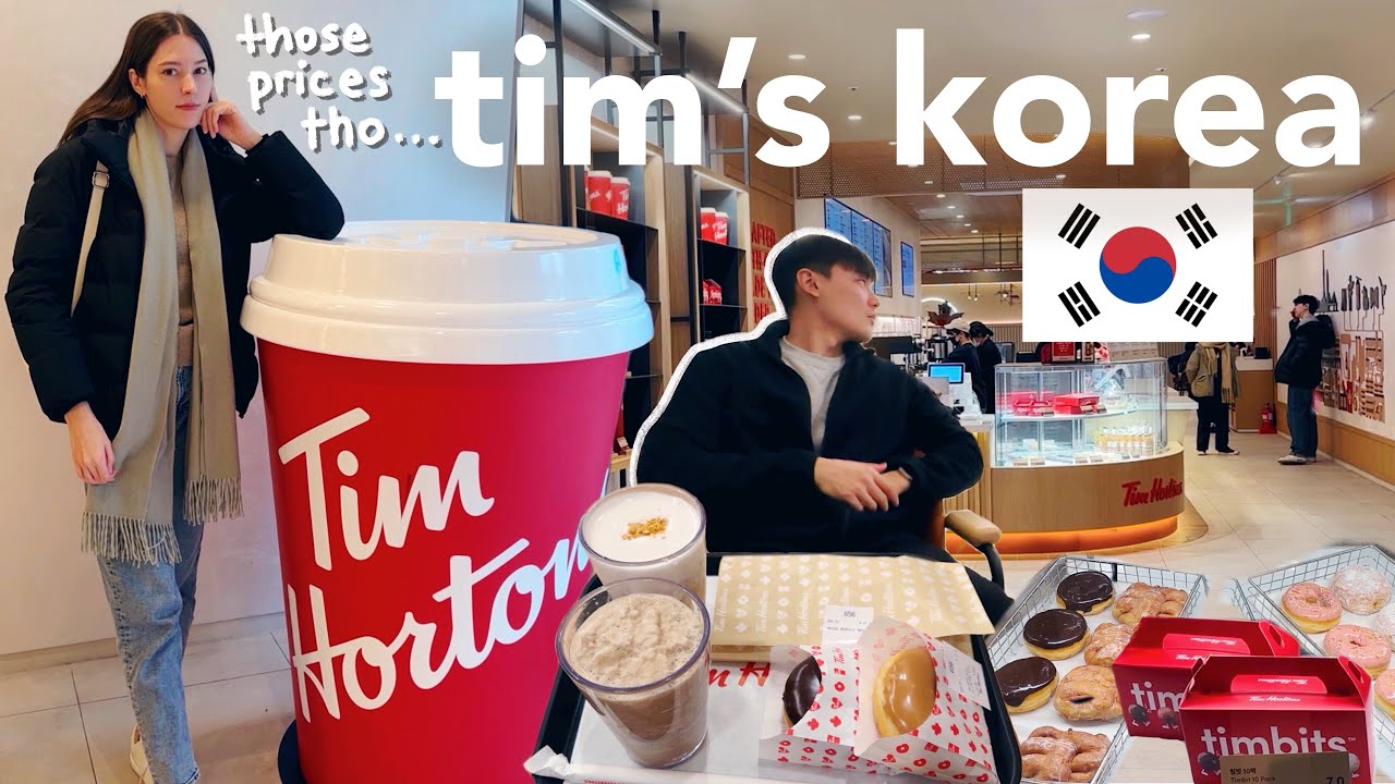 Canadian Tries Tim Hortons in Korea 🇨🇦🍩 WHY is it so Expensive? 😳 ...