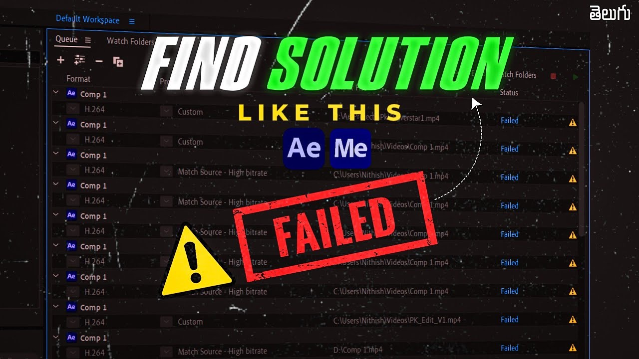Aftereffects Video Export Failed Solution || Media Encoder video Export ...