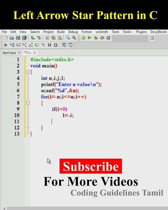 Left Arrow Star Pattern Using Two for Loop in C Program | C Programming | pattern in C - YouTube
