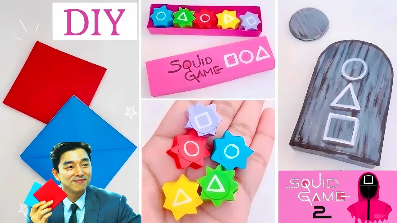 DIY ALL GAMES OF SQUIDGAME |paper toys | How to make paper ddakji ...