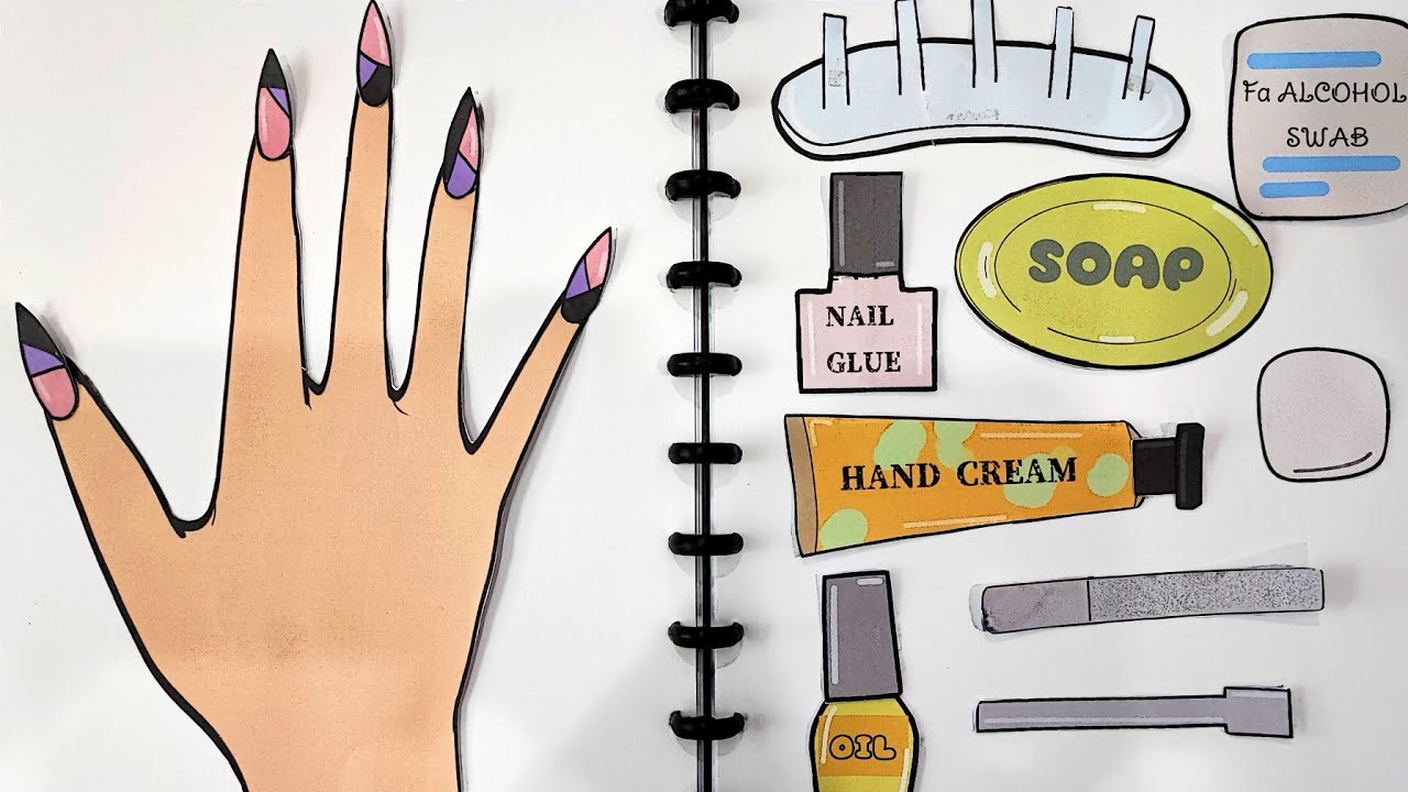 Paper Nail Arts Tutorial | Nail Care 네일팁 붙이기 종이놀이 | Paper Play | Paper ...