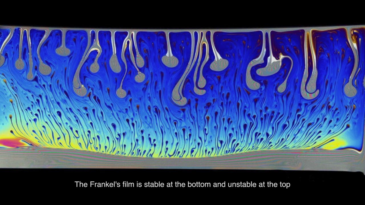 Rayleigh Taylor instability in a foam film - YouTube