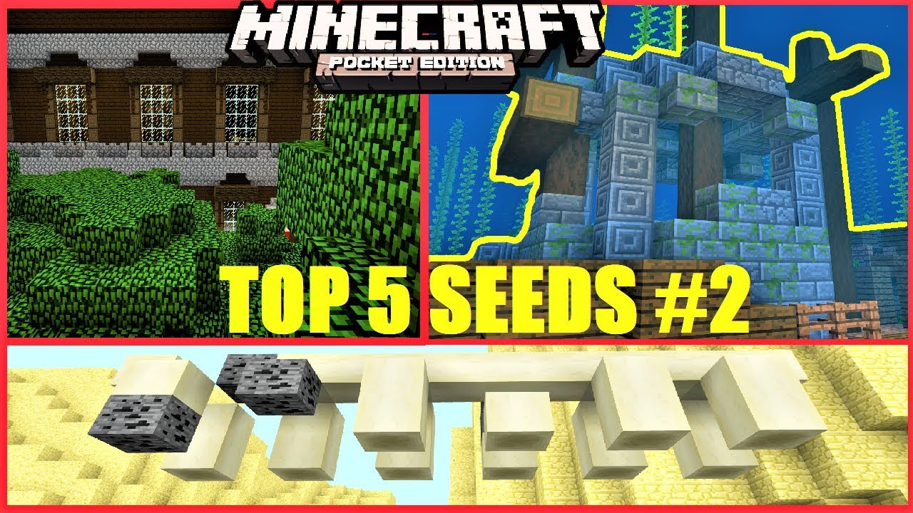 Minecraft PE - TOP 5 SEEDS for 2019 #2 ! FLOATING FOSSIL, DOUBLE ...