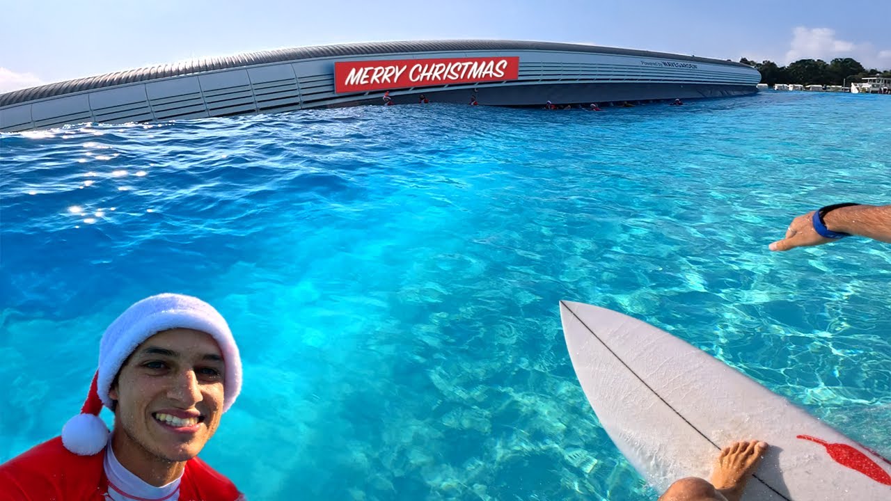 SURFING SANTAS IN THE WAVE POOL! (RAW POV) - YouTube