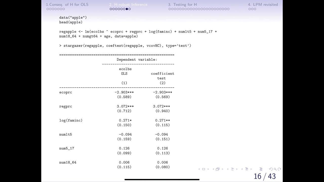 8.2a Example with robust inference in R - YouTube