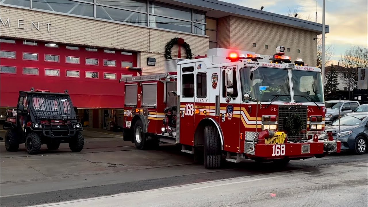 FDNY Engine 168 Responding Report of a Fire Private Dwelling - YouTube