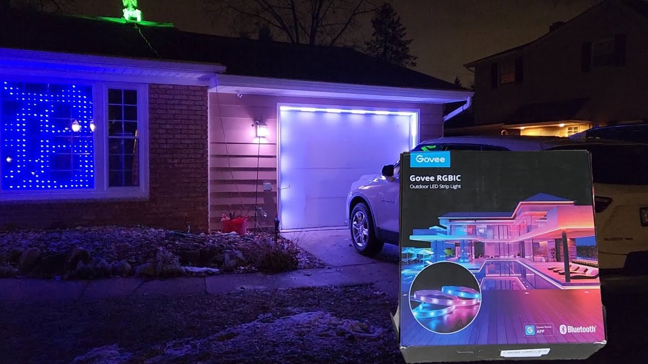 Govee RGBIC Outdoor LED strip installed on garage door frame - YouTube