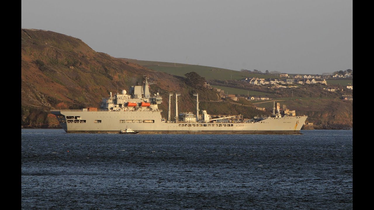 RFA WAVE KNIGHT A389 IN PLYMOUTH SOUND LEAVING DEVONPORT - 23rd March ...