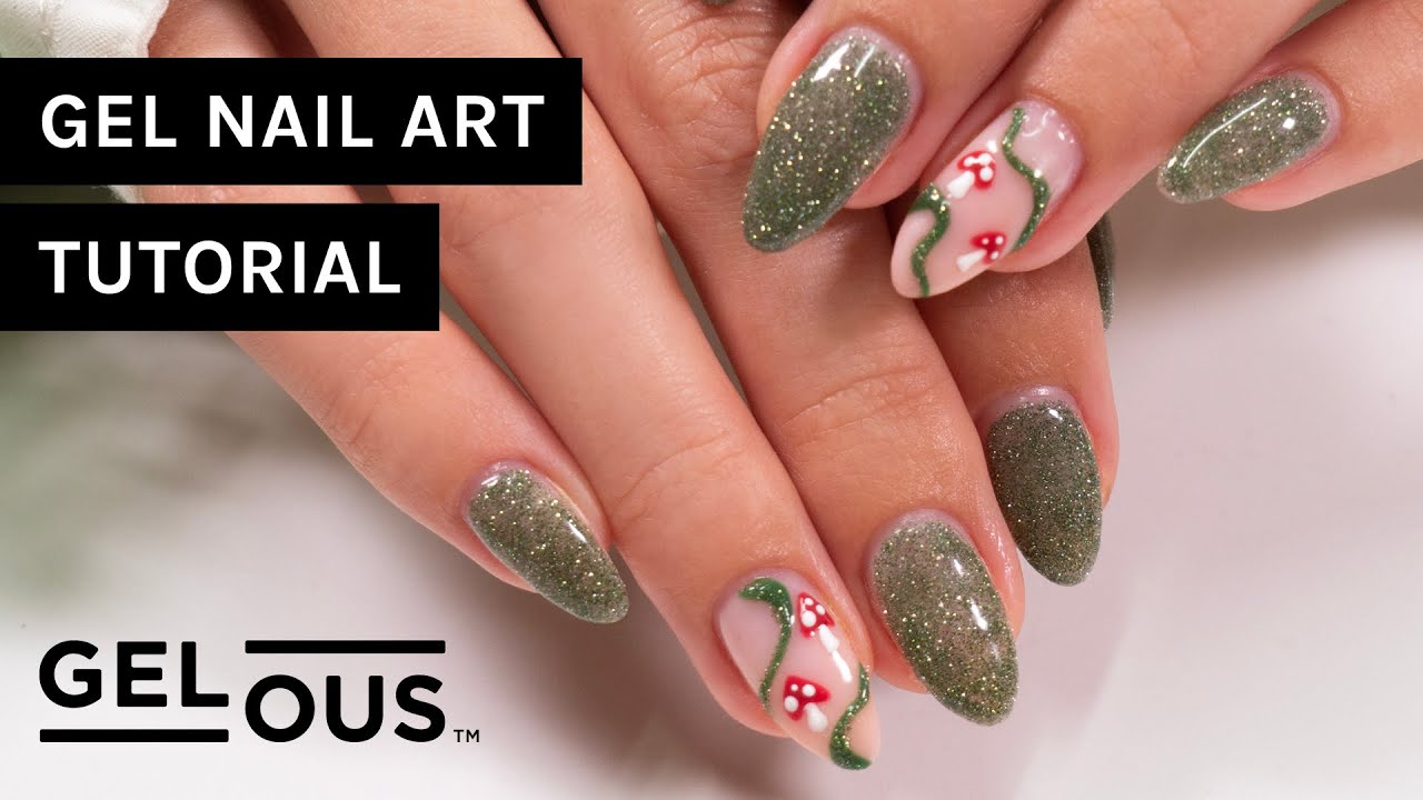 Gel Nail Art Tutorial: Magical Mushrooms - YouTube