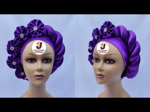 Twisted Turban Frame on Satin linned Turban Cap with Fabric Flower ...