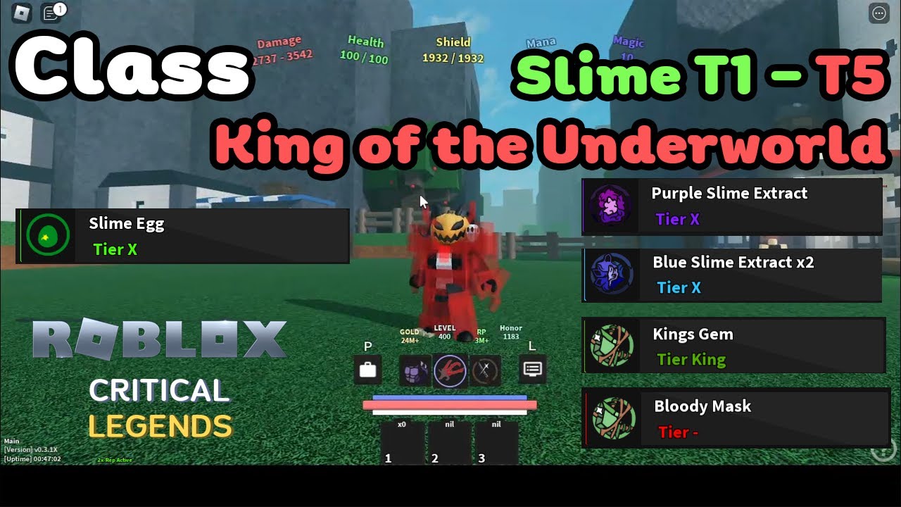 Roblox : Critical Legends [ Class ] Slime T1 - T5 King of the ...