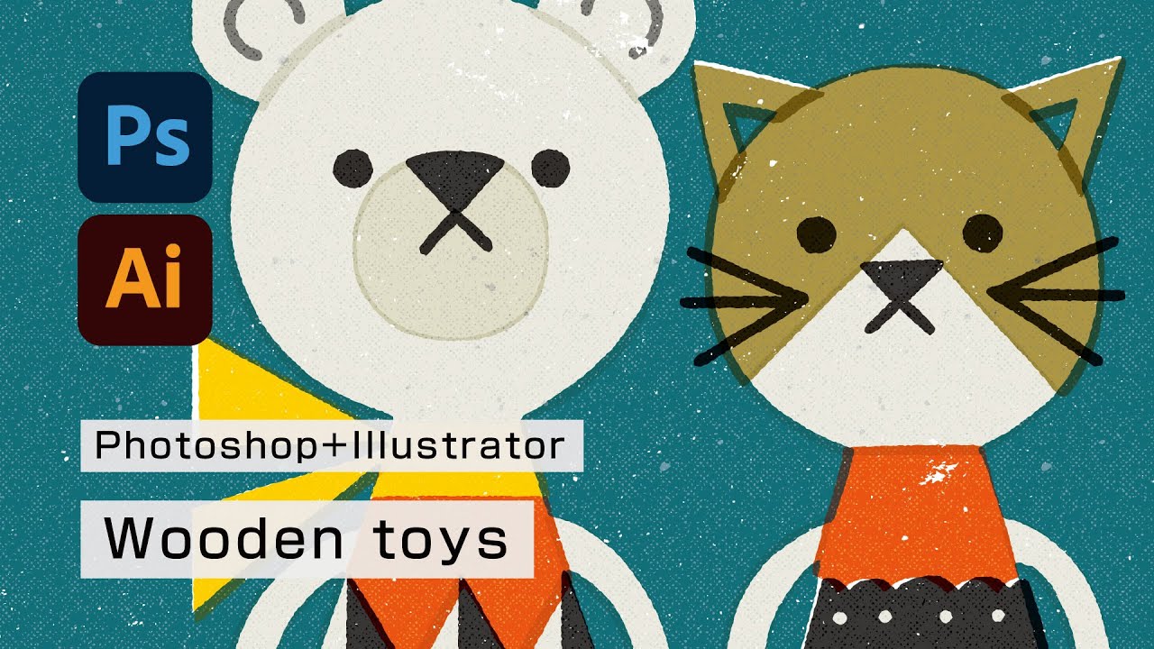 【Photoshop+Illustrator】Wooden toys - YouTube