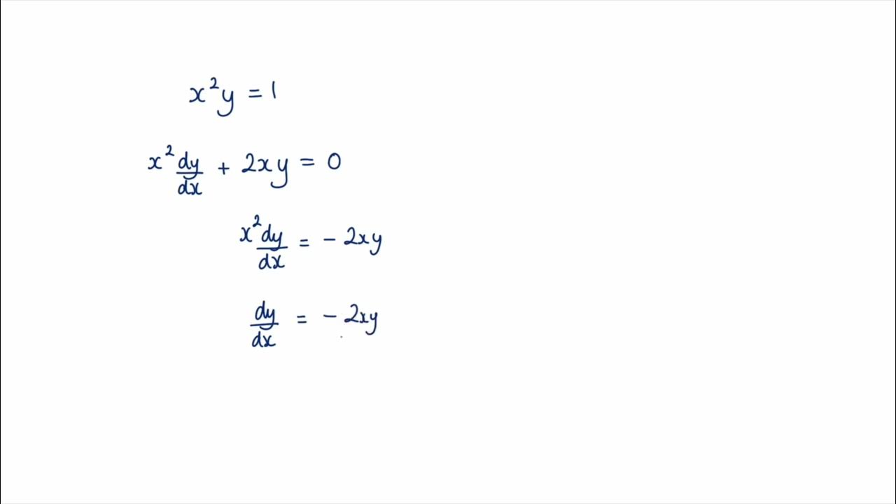 How to Differentiate x^2y=1 using Implicit Differentiation - YouTube