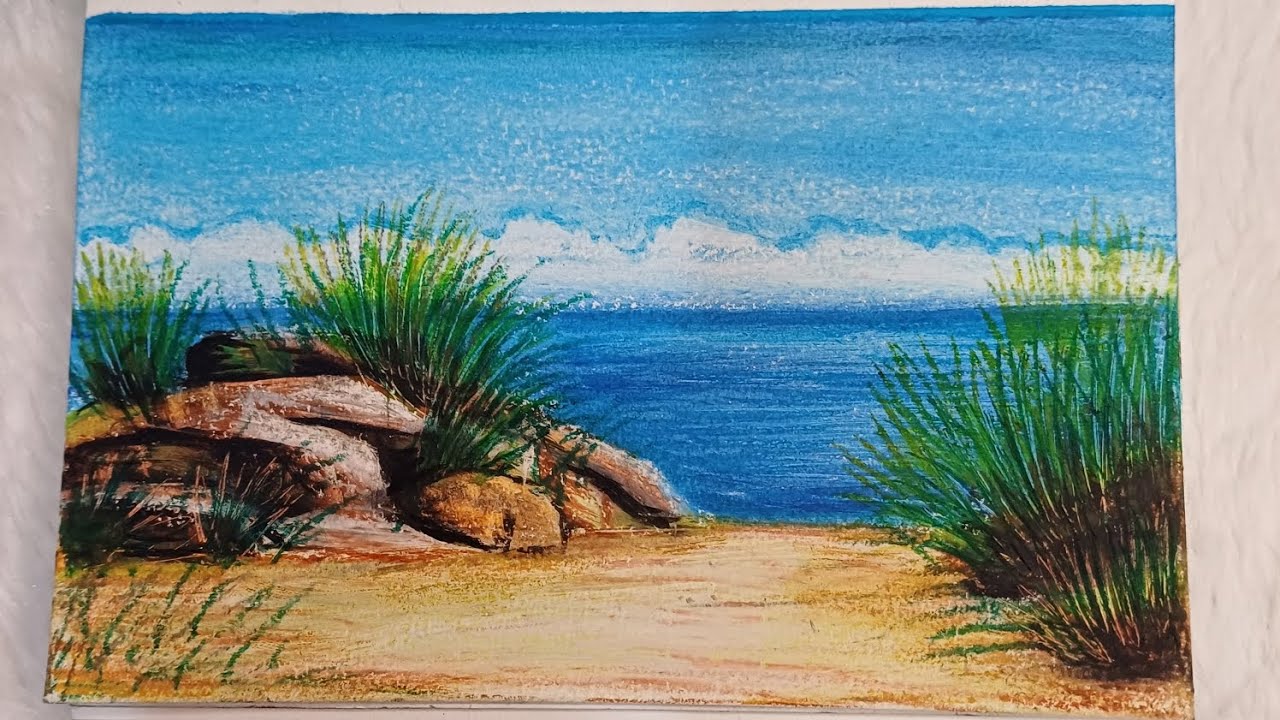 Artist Mumma88 -beach painting with crayons(tutorial)#art# ...