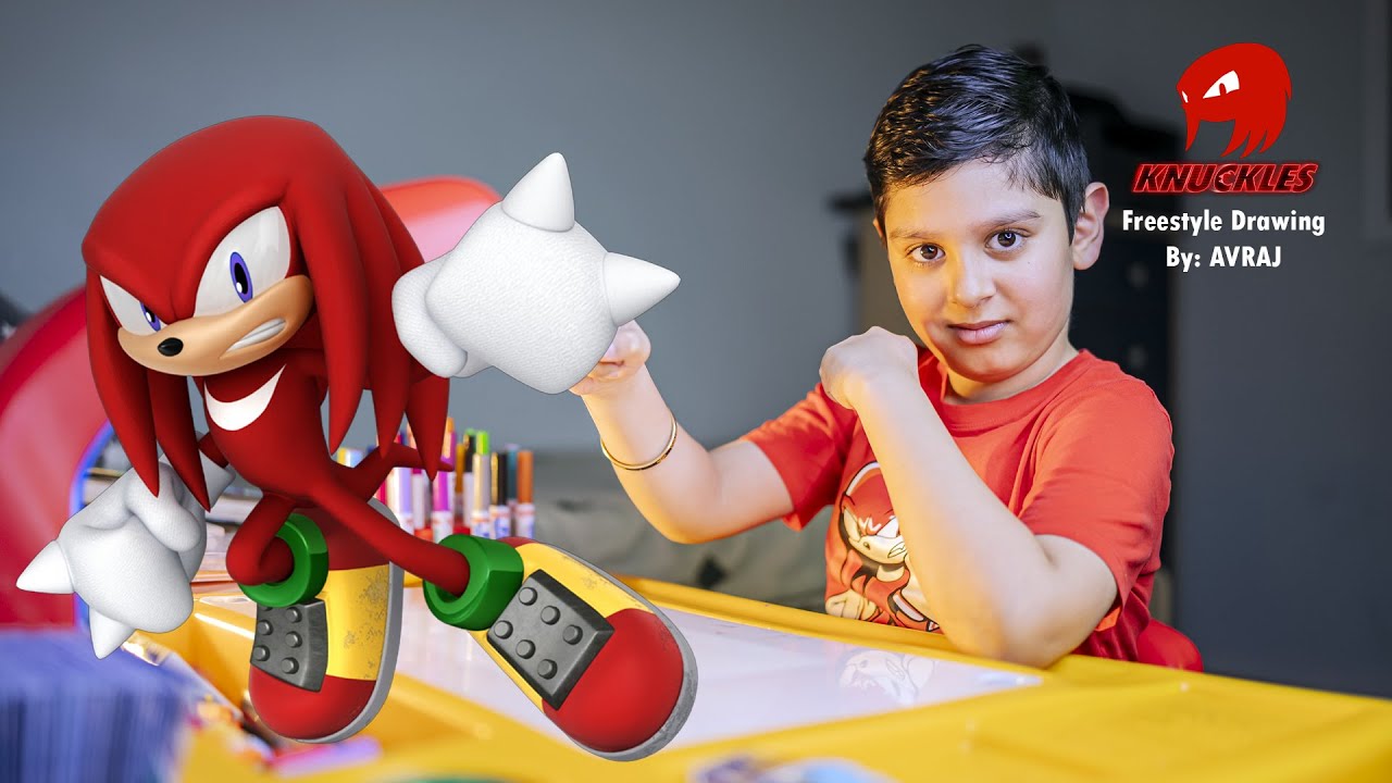 Super Kid Avraj Drawing Knuckels From Sonic Movie - YouTube
