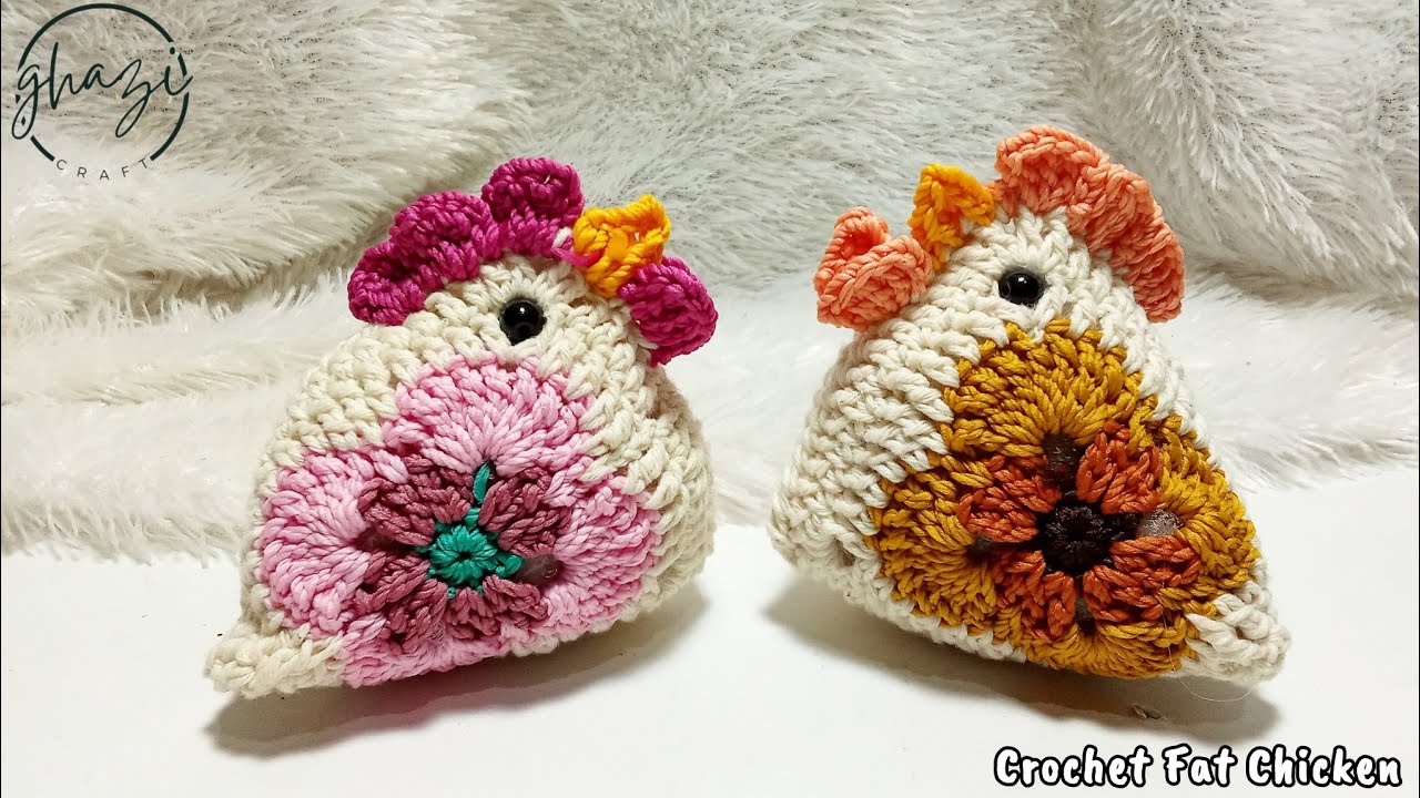 Crochet fat chicken using granny square / Chicken Flower Granny Square ...