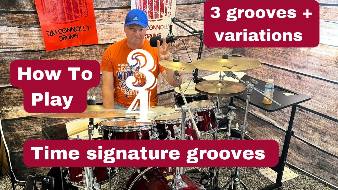 How To Play Drums in 3/4 time. 3 grooves plus variations! 🥁😎 - YouTube