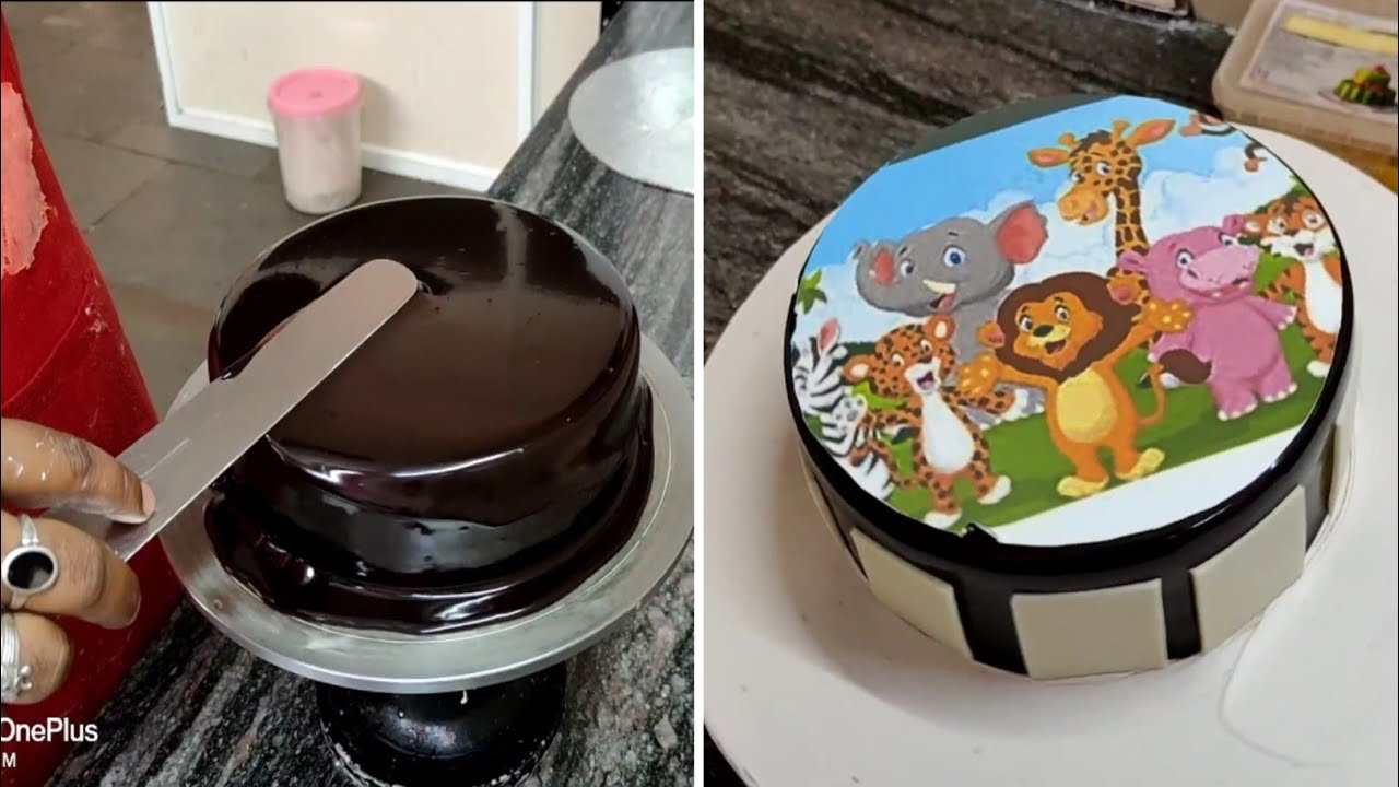 How To make Round Photo Cake Design | Chocolate photo cake Design - YouTube