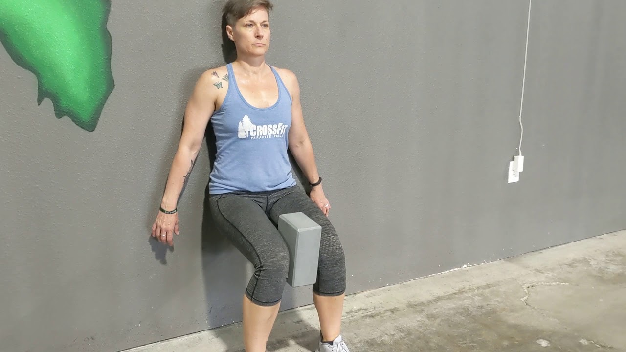 Wall Sit Block Squeeze - YouTube