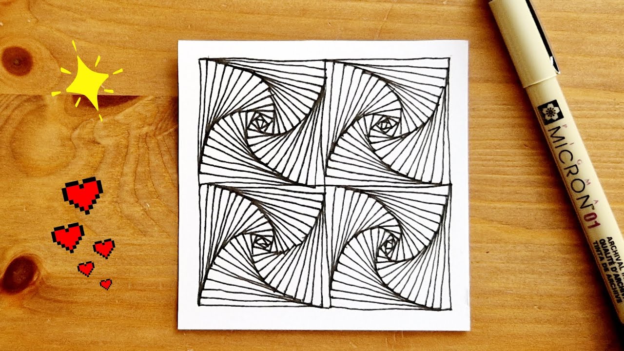 How to make the Paradox Square Zentangle Pattern - YouTube