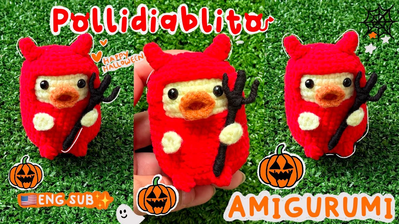 ENG SUB Pollito con disfraz 🎃para jalowin | Halloween Amigurumi 👻🎃 DEVIL CHICK amigurumi😈🐤 - YouTube