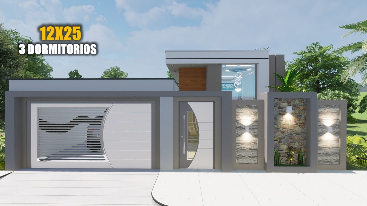 CASA DE UN PISO 12X25 + PISCINA - 3 DORMITORIOS (JMC ARQ 2021) - YouTube