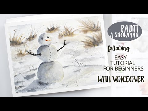 Watercolor SNOWMAN painting tutorial for beginners - step by step with ...