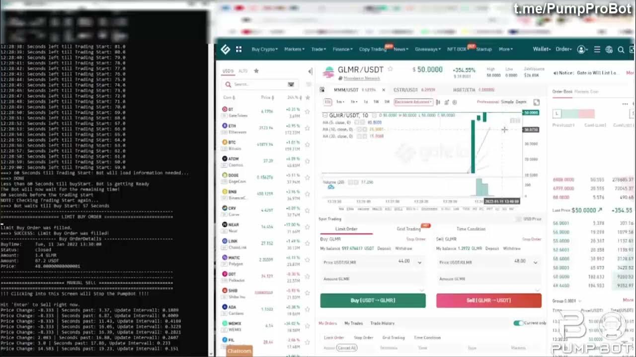 GLMR New Coin Listing: 120% Profit with Pump Bot 🚀 | Gate.io Live ...