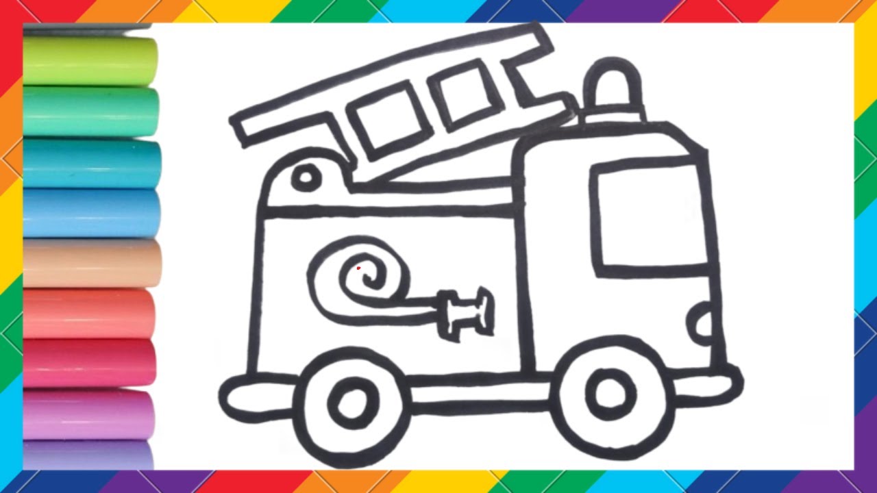 Easy FIRE BRIGADE CAR drawing | Step by step fire brigade car drawing ...