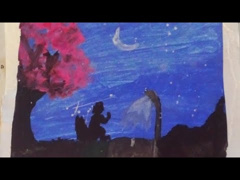 colourful night drawing and highway road banane ke liye sikhe step bye ...