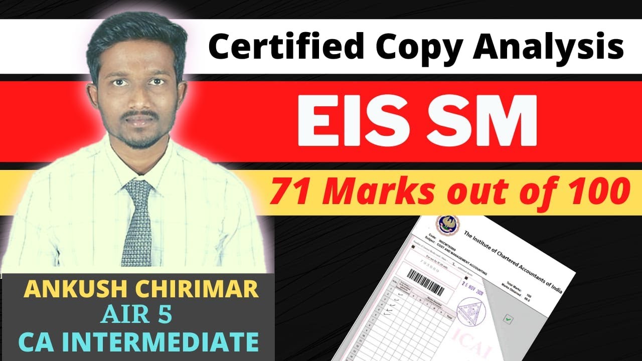 EIS SM ANSWER SHEET | 71 MARKS!!! | ICAI CERTIFIED COPY | AIR 5 CA ...
