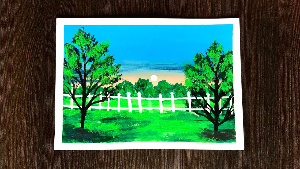 Simple Poster Colour Landscape Painting For Beginners | Nature ...