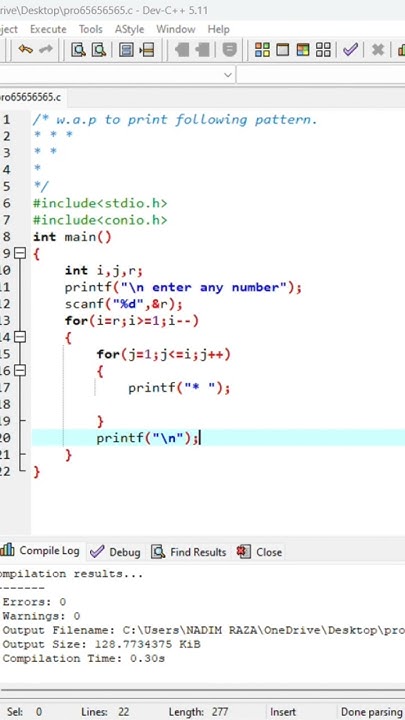 How to print following pattern in c language #youtube #coding #video #yt #shorts#viralvideo ...