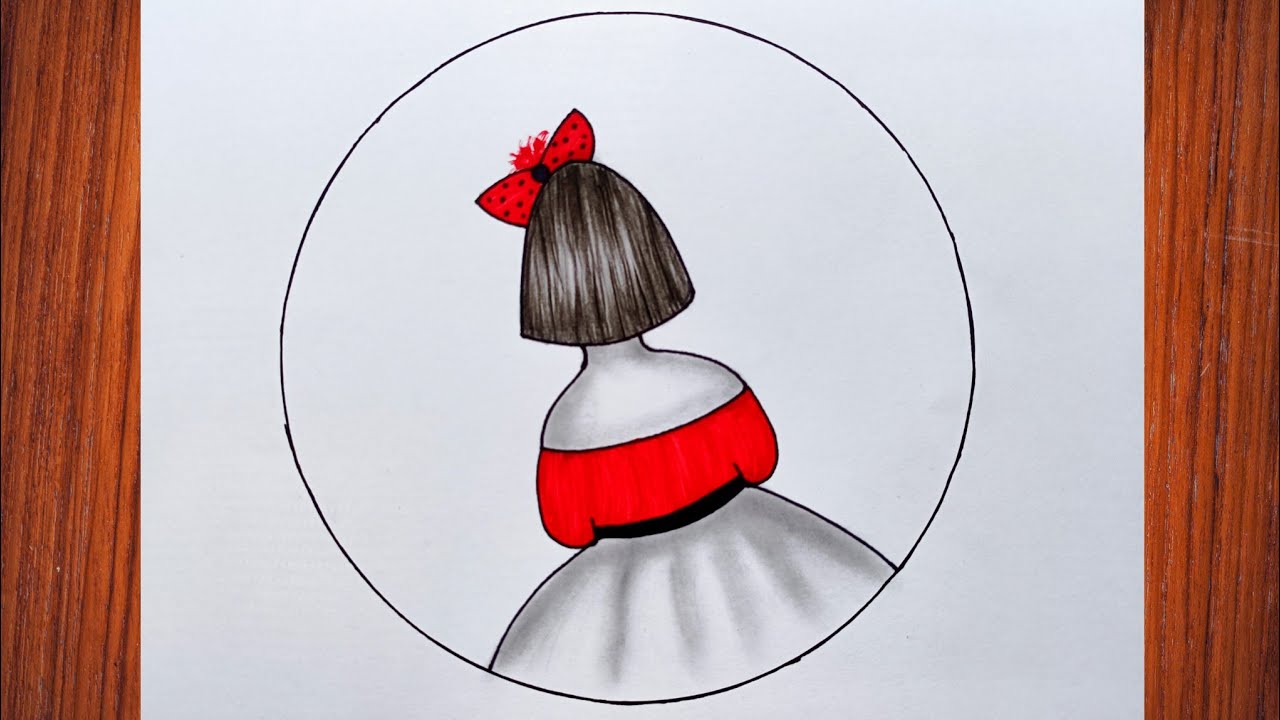 How to draw very easy girl drawing for beginners// circle girl drawing ...